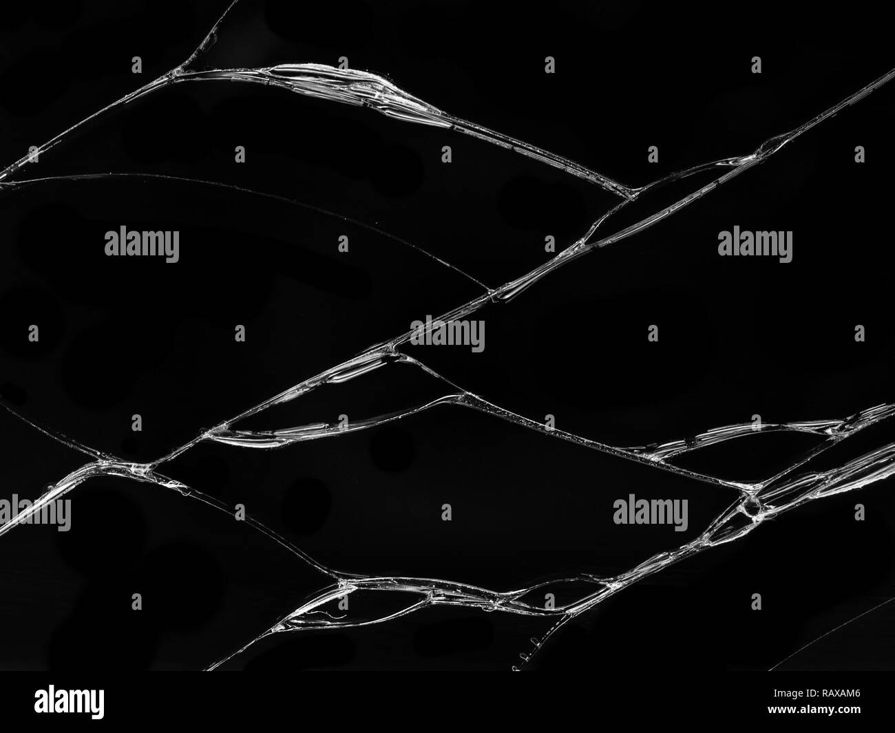 Cracked glass texture on black background. Isolated realistic cracked glass effect Stock Photo ...