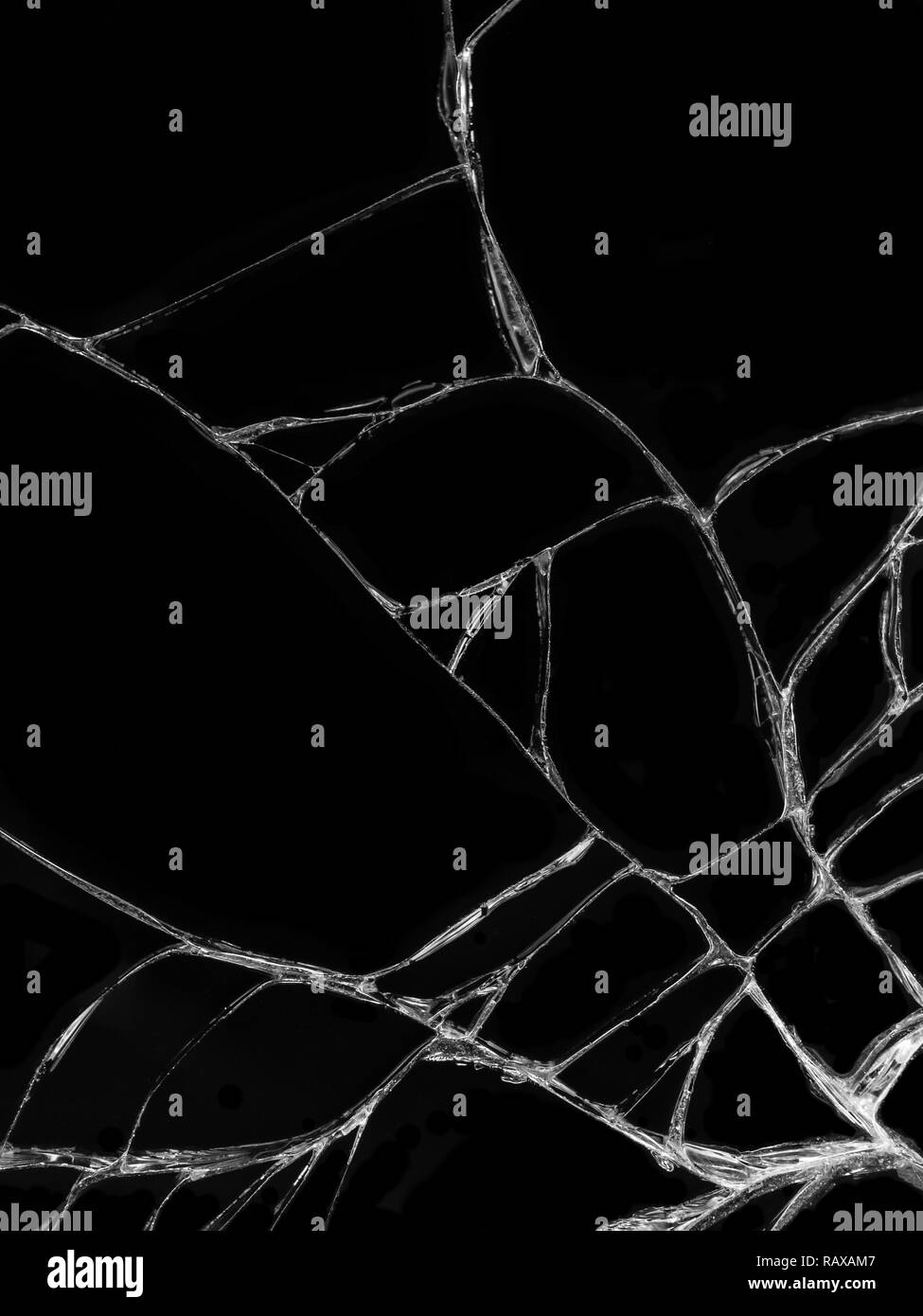 Cracked glass texture on black background. Isolated realistic cracked glass effect Stock Photo ...