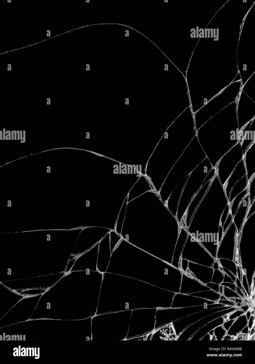 Cracked glass texture on black background. Isolated realistic cracked glass effect Stock Photo ...