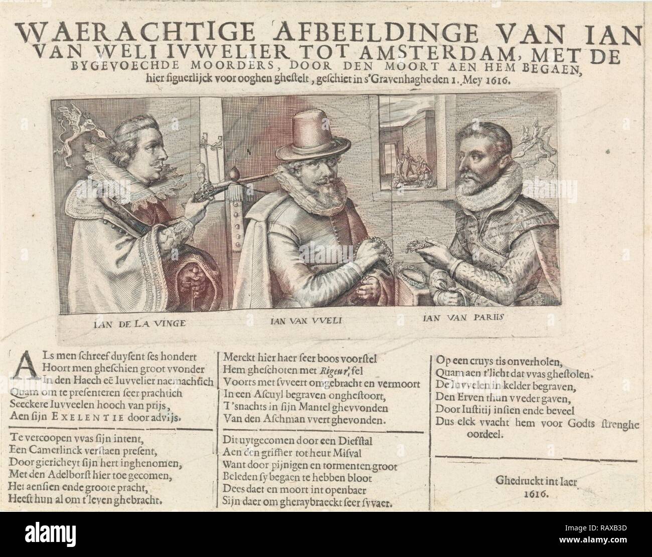 Portraits of Jan van Wely and his two assassins, 1616, Crispijn van de ...