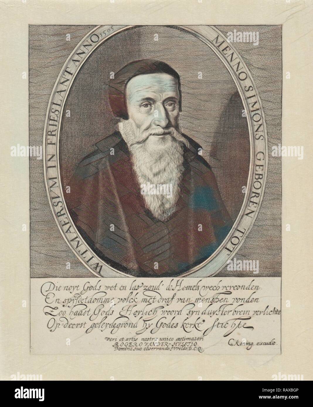 Portrait of Menno Simons, Jan van de Velde (II), Cornelis Koning ...