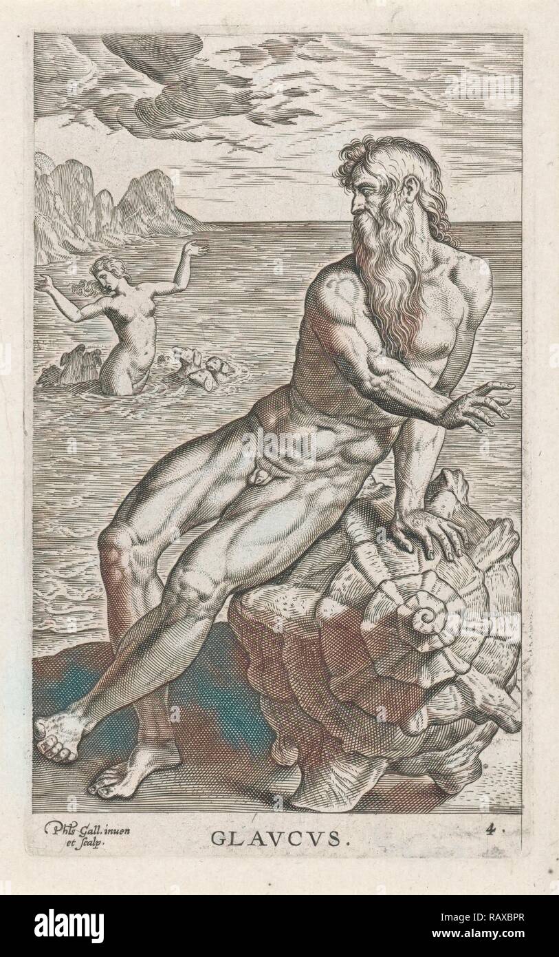 Sea God Glaucus, Philips Galle, 1586. Reimagined by Gibon. Classic art ...