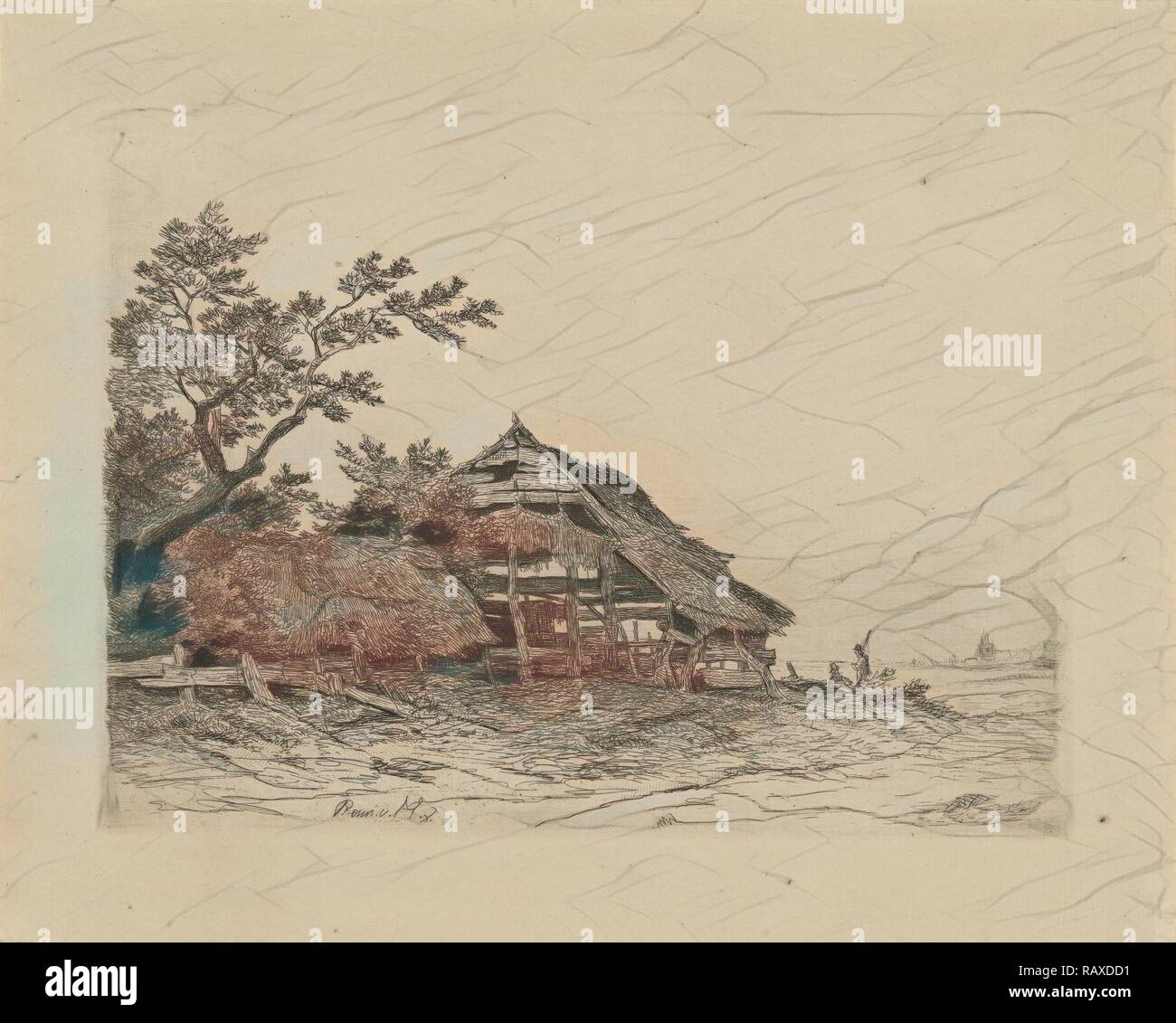 Landscape with a dilapidated shed, Remigius Adrianus Haanen, c. 1827 ...