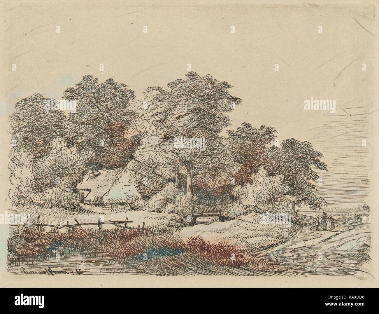 Company on a country road, print maker: Remigius Adrianus Haanen, c ...