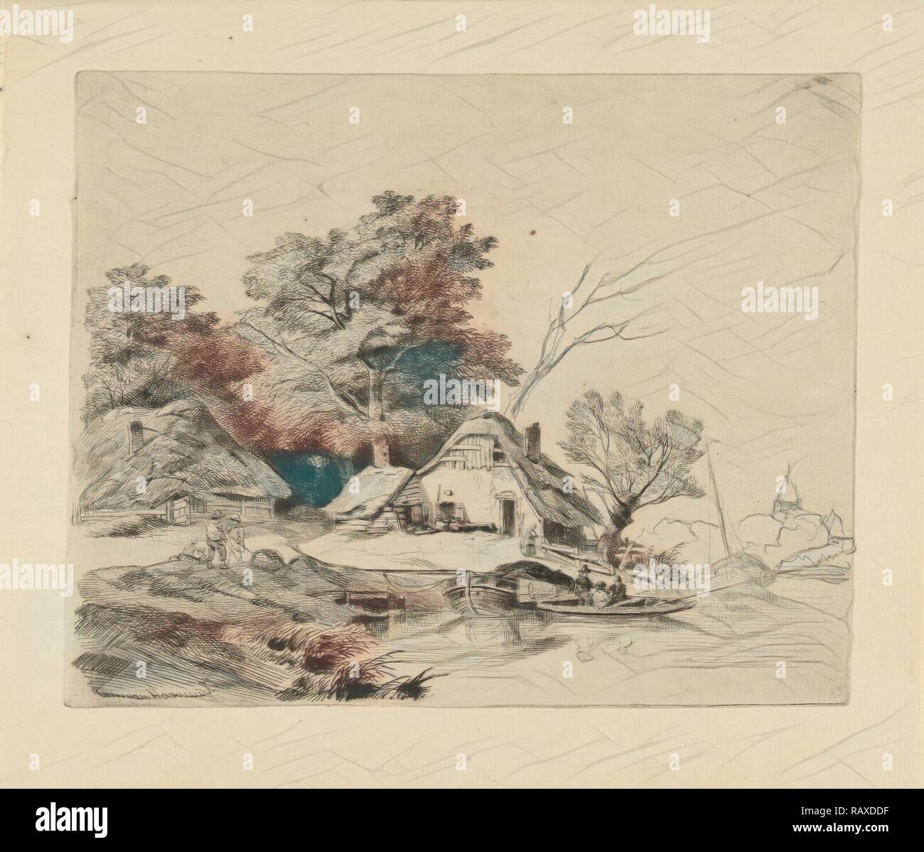 Farm waterfront, Remigius Adrianus Haanen, c. 1827 - 1879. Reimagined ...