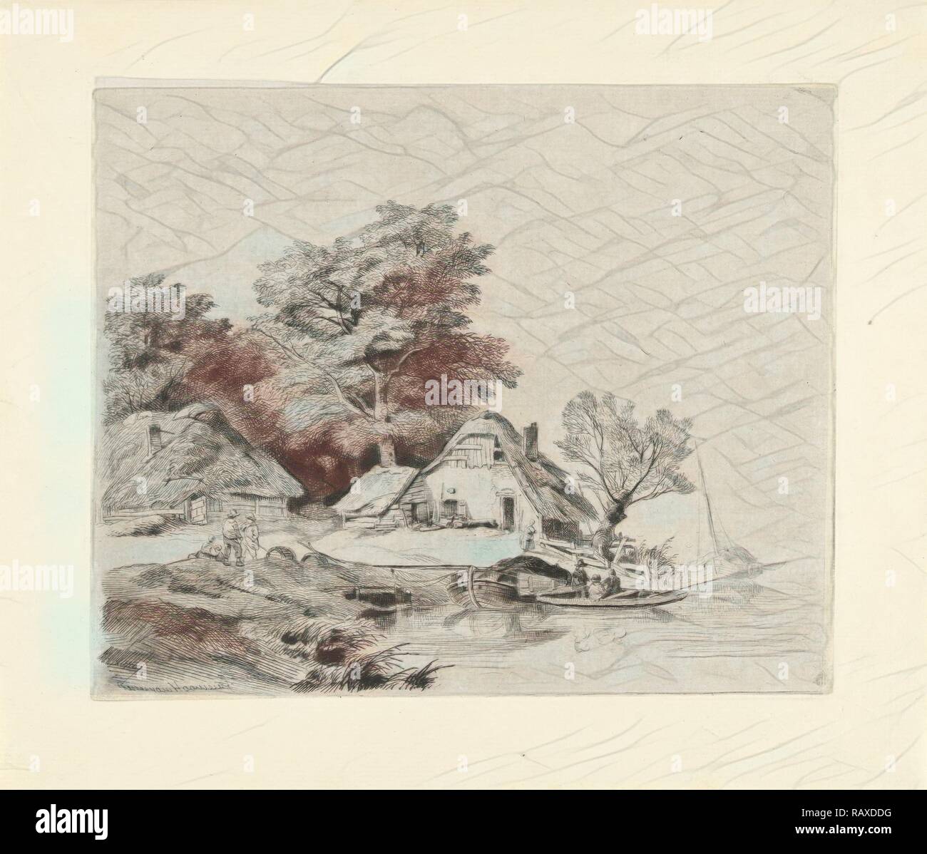 Farm waterfront, Remigius Adrianus Haanen, c. 1827 - 1879. Reimagined ...