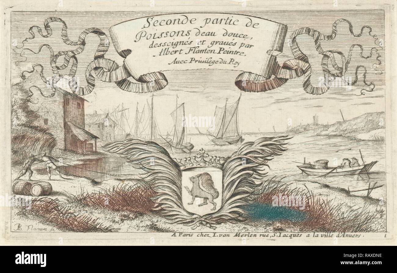 River landscape with weapon, Albert Flamen, 1664. Reimagined by Gibon ...