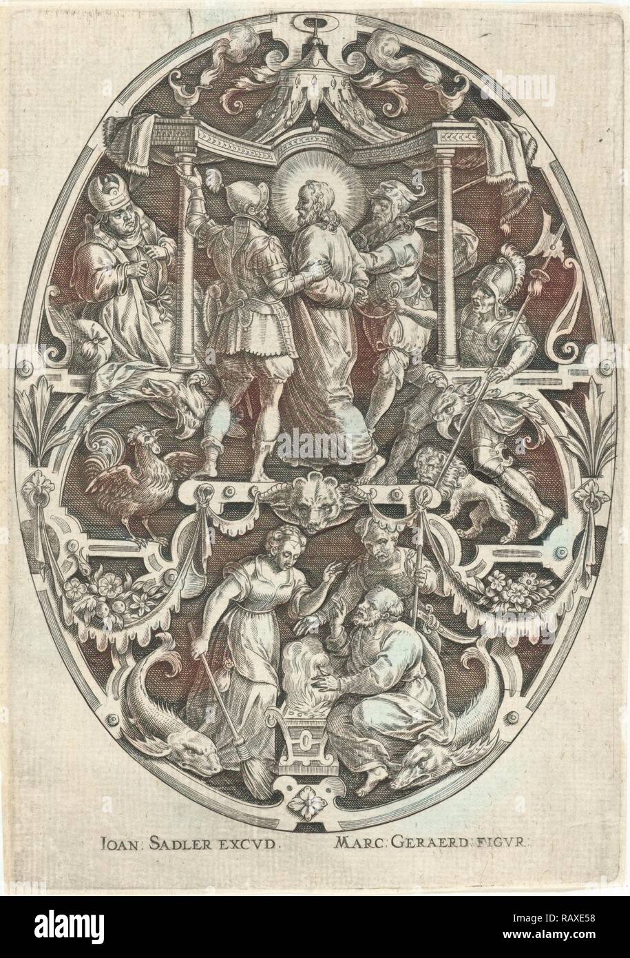 Christ before Caiaphas, Johann Sadeler (I), 1560 - 1600. Reimagined by ...