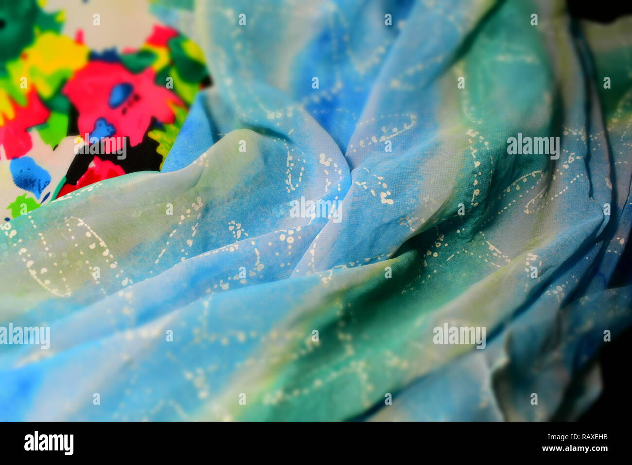 Pretty pattern, flower, light blue, colorful, green fabric, fabrics ...