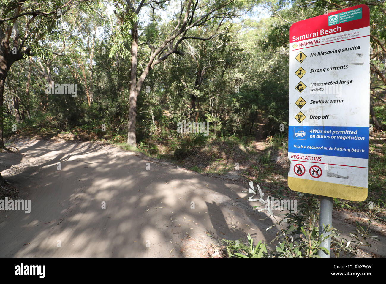 Four wheel drive track to Samurai Beach, Tomaree National Park Stock ...