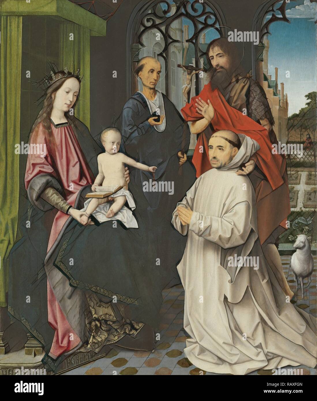 Virgin and Child Enthroned, with Saints Jerome and John the Baptist and a Carthusian Monk ...