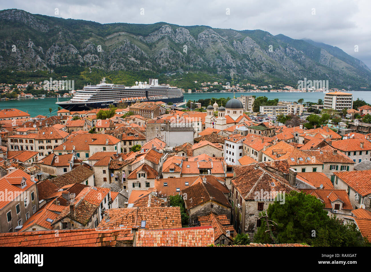 View over the rooftops of the old town, Kotor, Montenegro from Put do ...