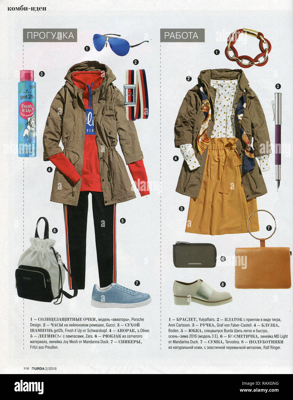 The inside of Russian magazine "Burda Stock Photo - Alamy