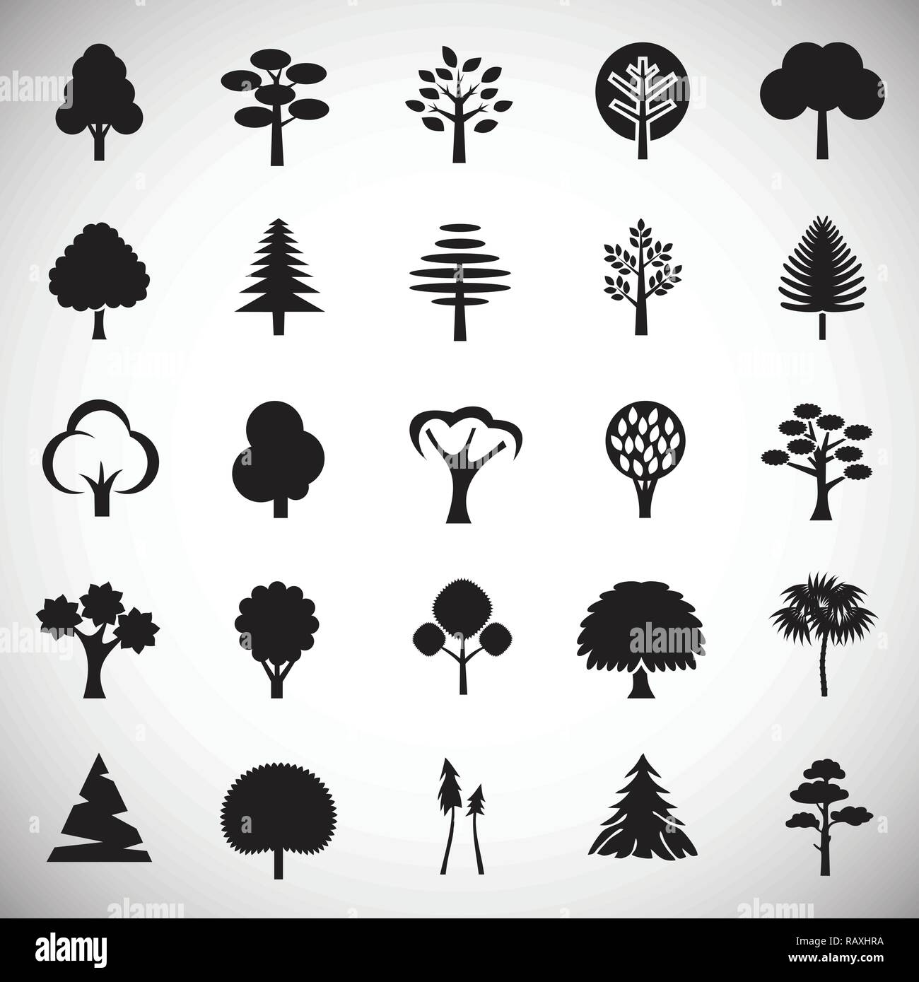 Trees icon set on white background for graphic and web design, Modern ...