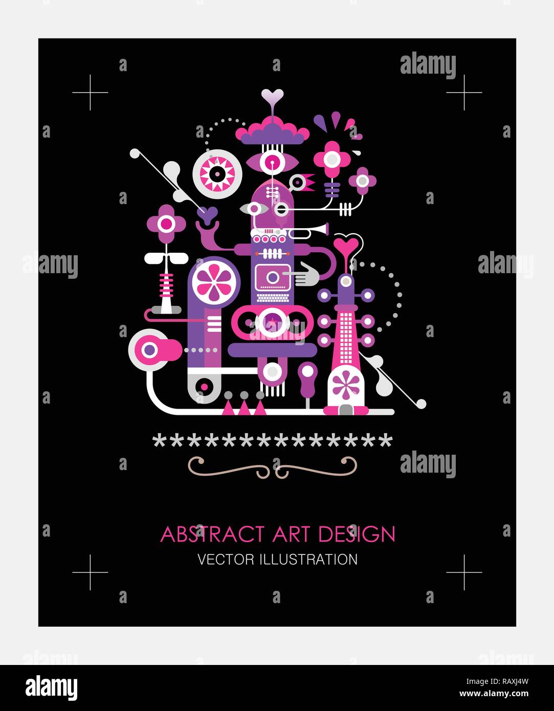 Decorative abstract art design isolated on a black background vector ...
