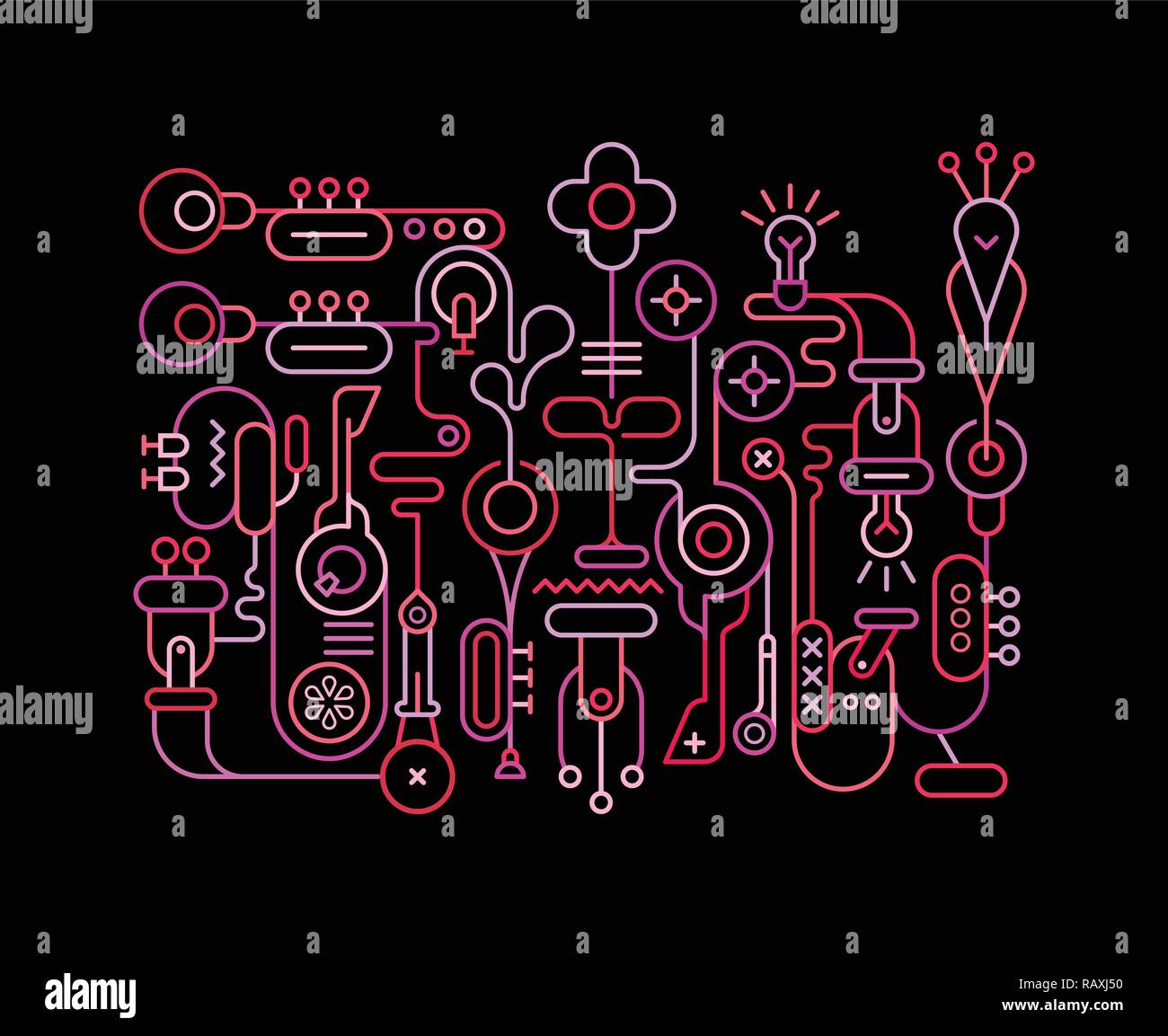 Neon colors on a black background Abstract Art vector illustration ...