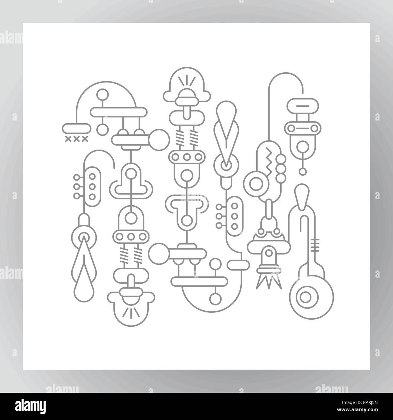 Grey color on a white background Abstract Design sketch. Line art ...