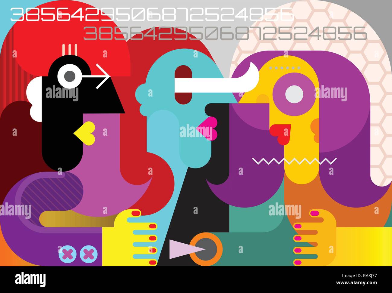 Abstract fine art portrait of Three Modern Beautiful Women Stock Vector ...