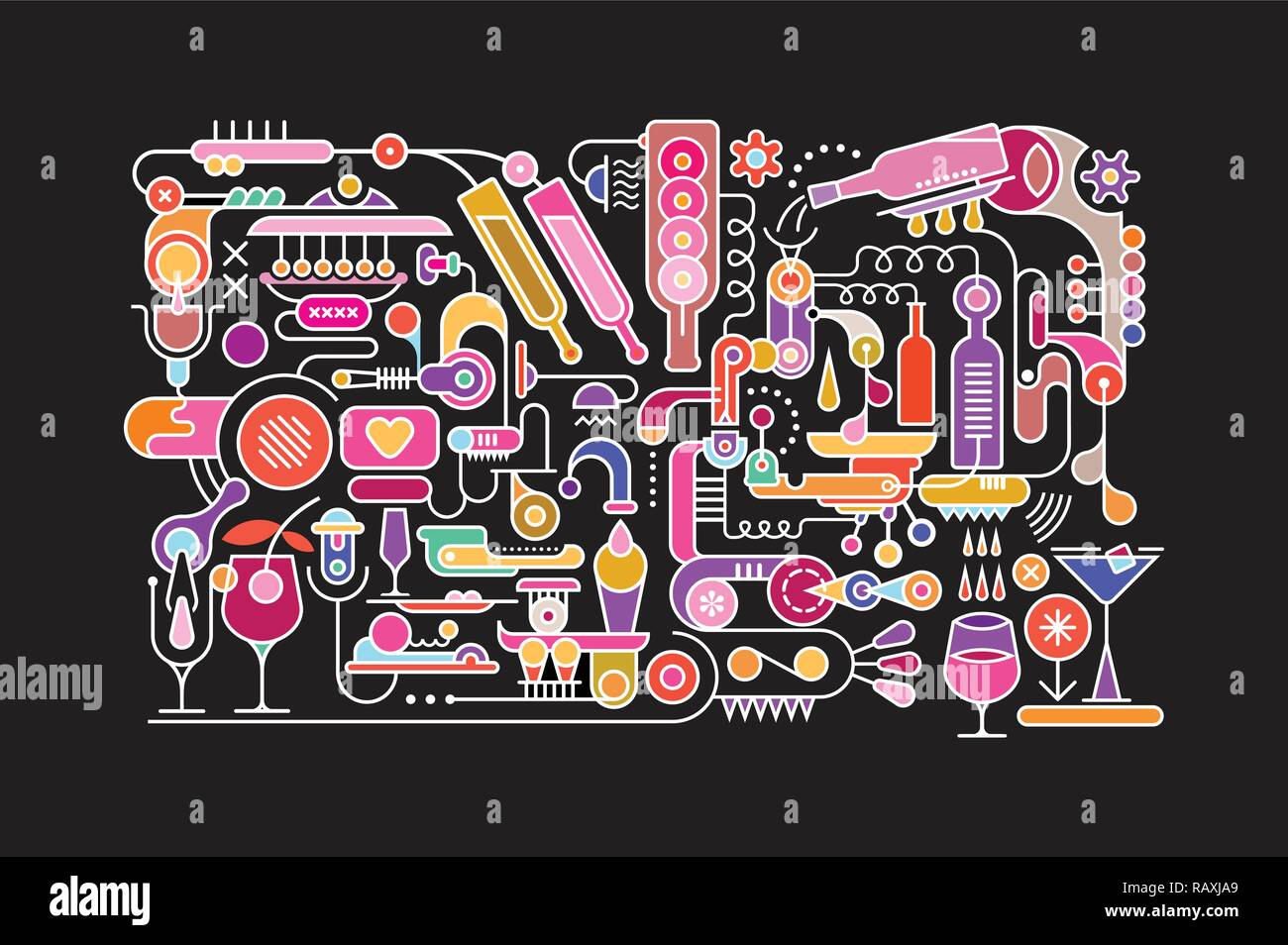 Vibrant colors on a black background Cocktail Mixing vector ...