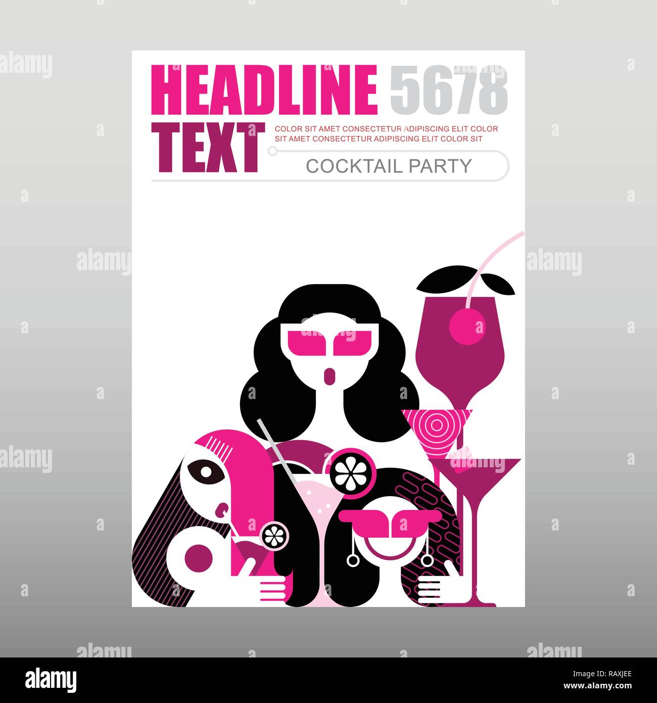 Three beautiful young women drinking cocktails. Cocktail party poster ...