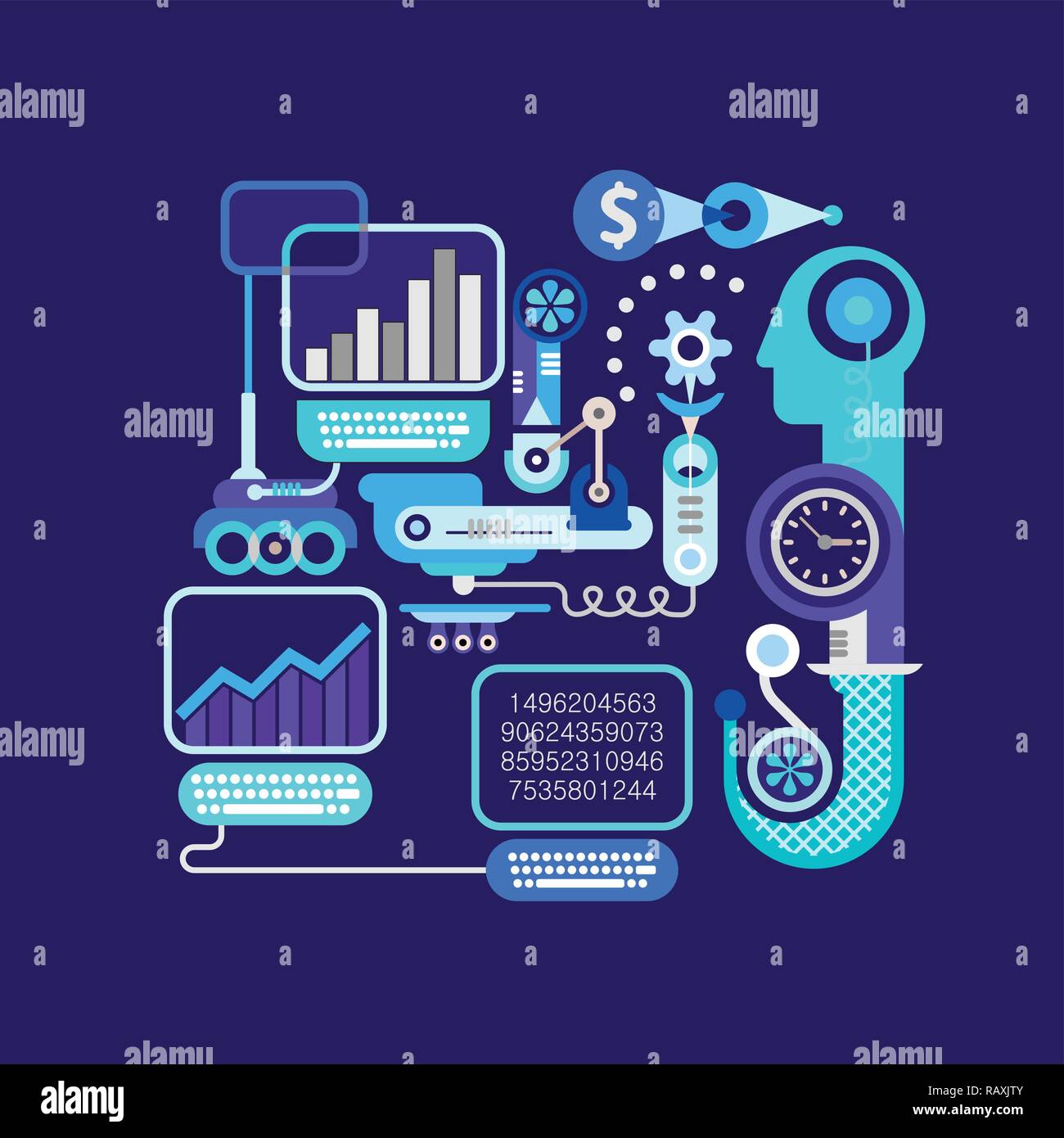 E-commerce vector illustration isolated on a blue background Stock ...