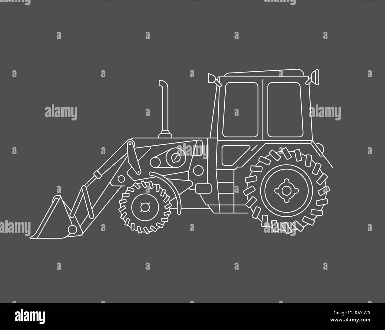 Excavator vector draw isolated on a gray background Stock Vector Image ...