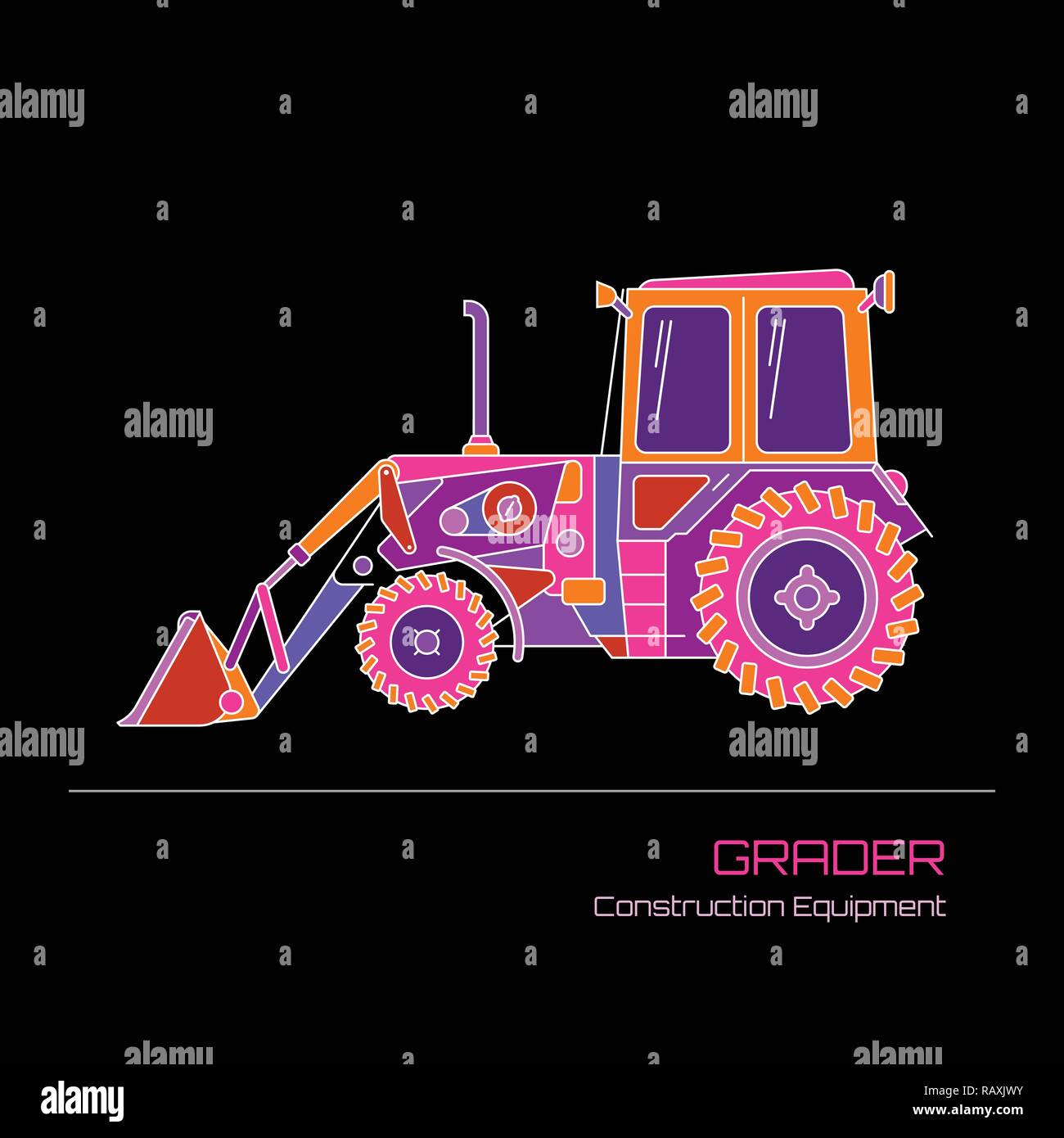 Vibrant colors on a black background Grader mosaic style vector ...