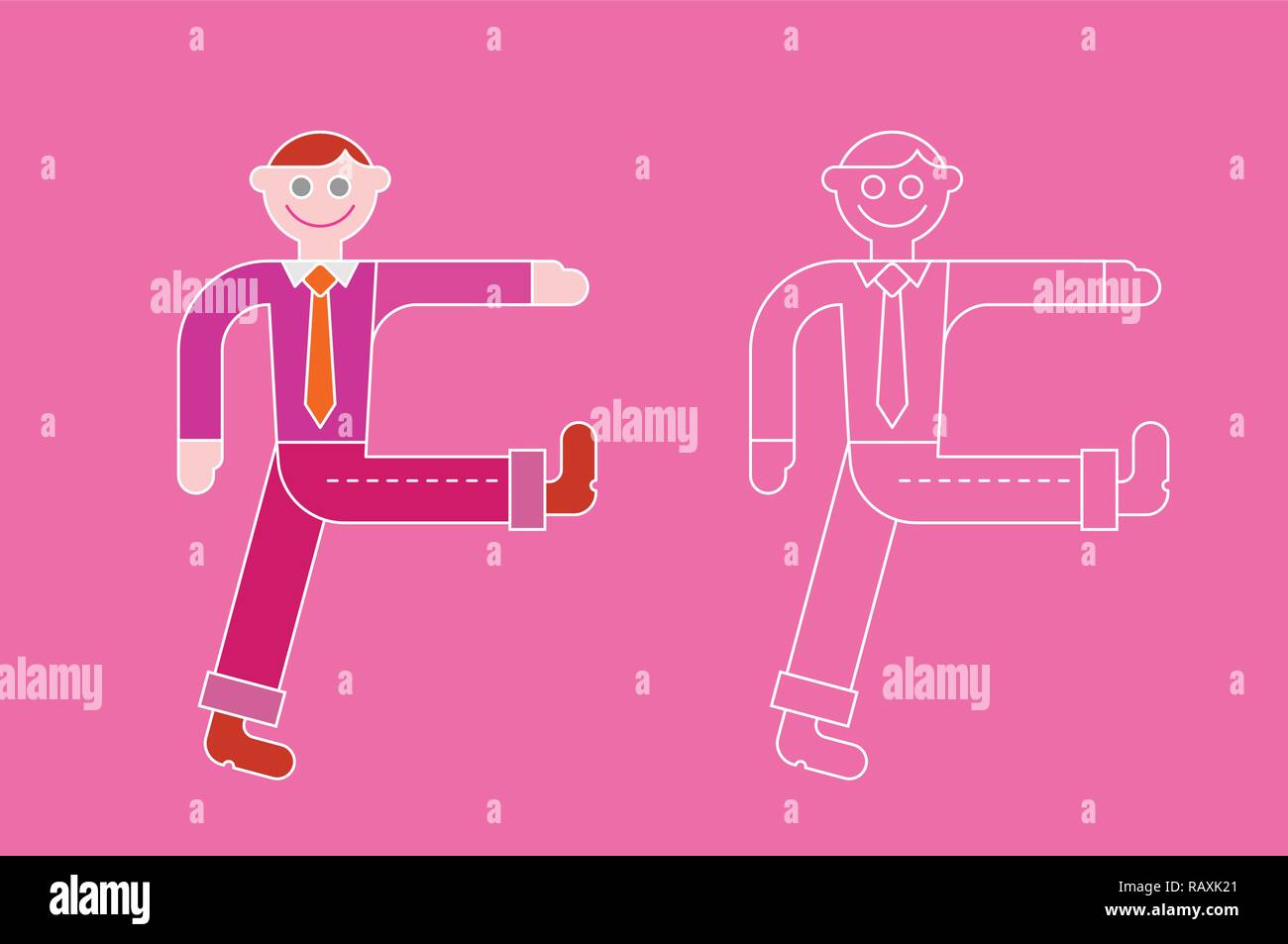 Two options of the walking businessman cartoon style vector ...