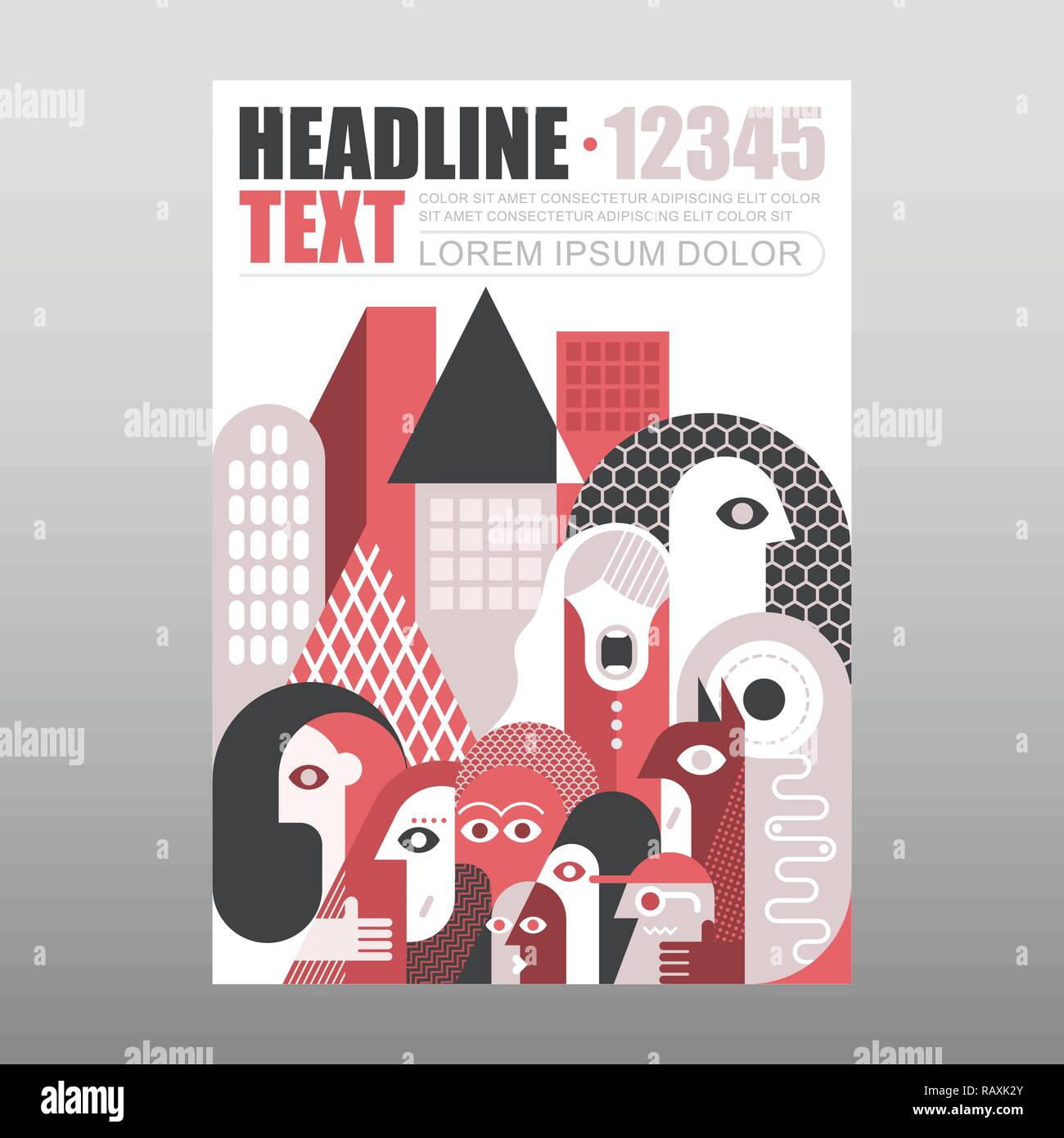 Large group of people vector illustration on the city street ...