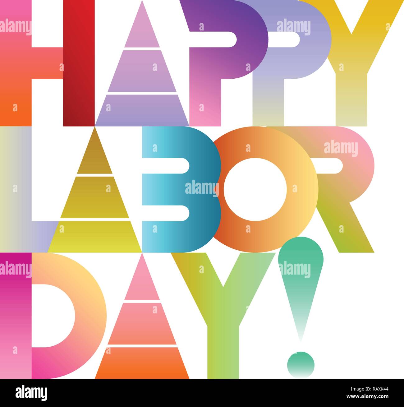Happy Labor Day colorful vector decorative text architecture with ...