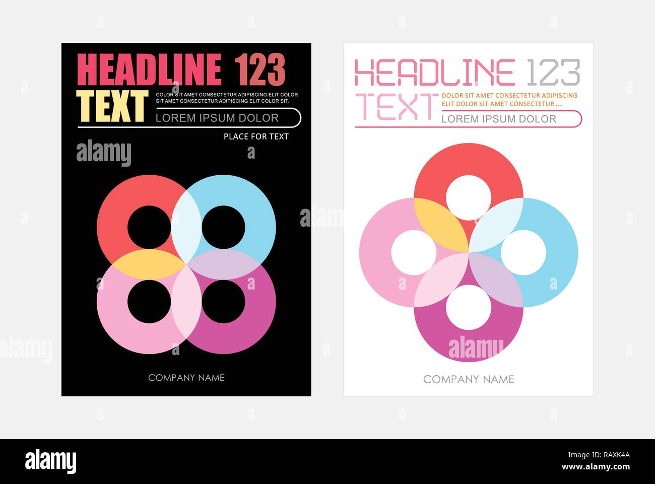 Booklet front page template design, size A4. Two options of vector ...