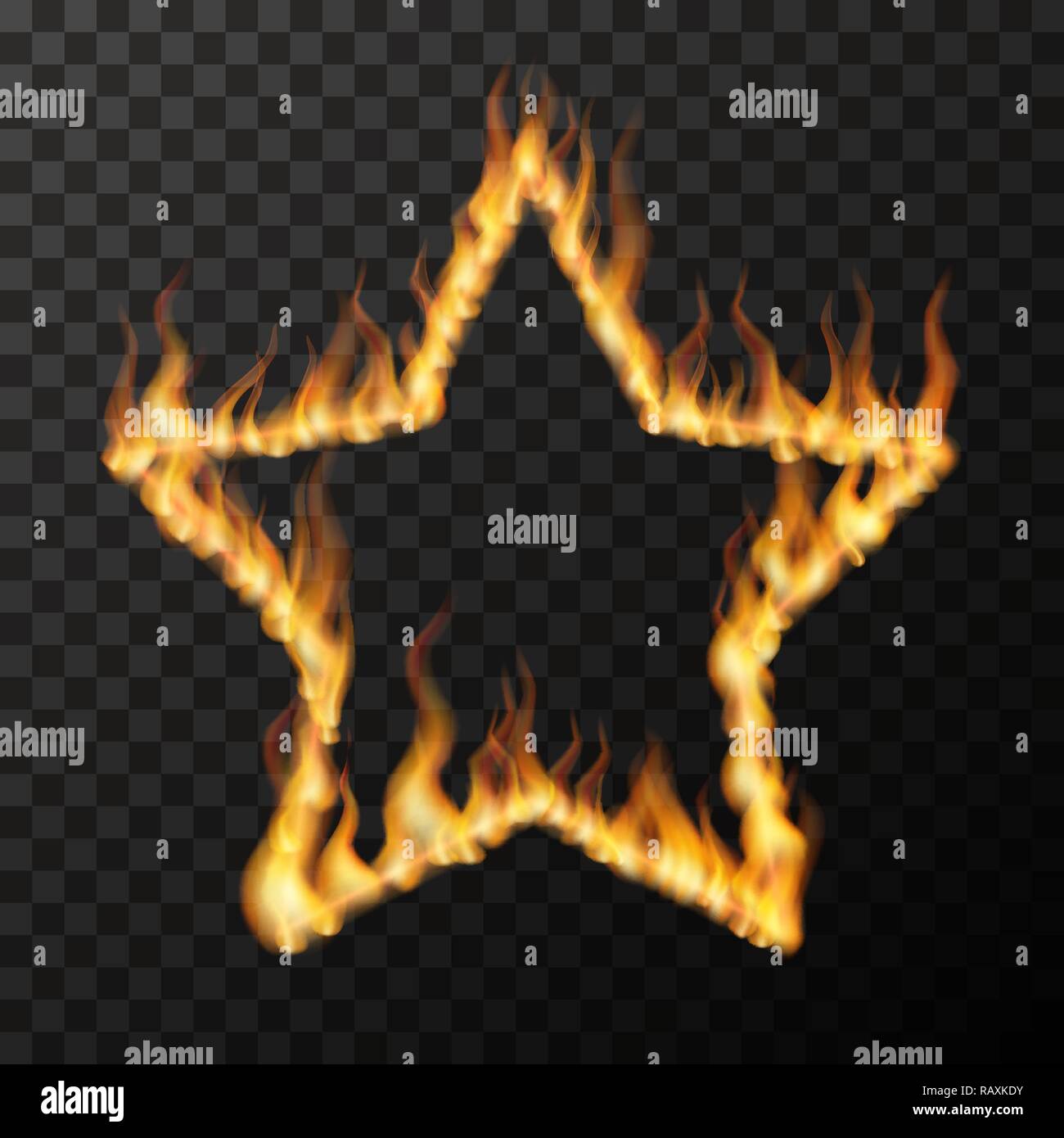 Bright realistic fire flames in star frame shape, hot love concept on ...