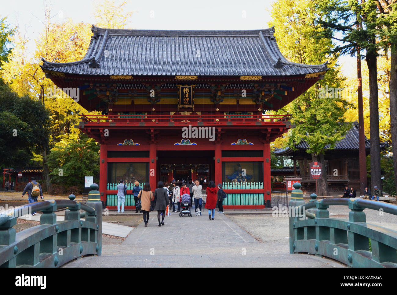 Tokyo, Japan - November 23, 2018: Families visiting Nezu shrine to pay ...