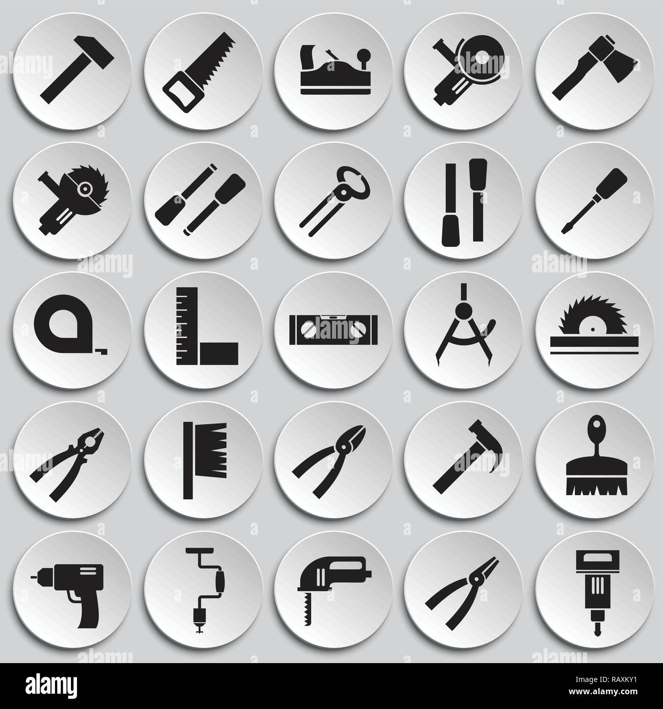 Tools icons set on plates background for graphic and web design, Modern ...
