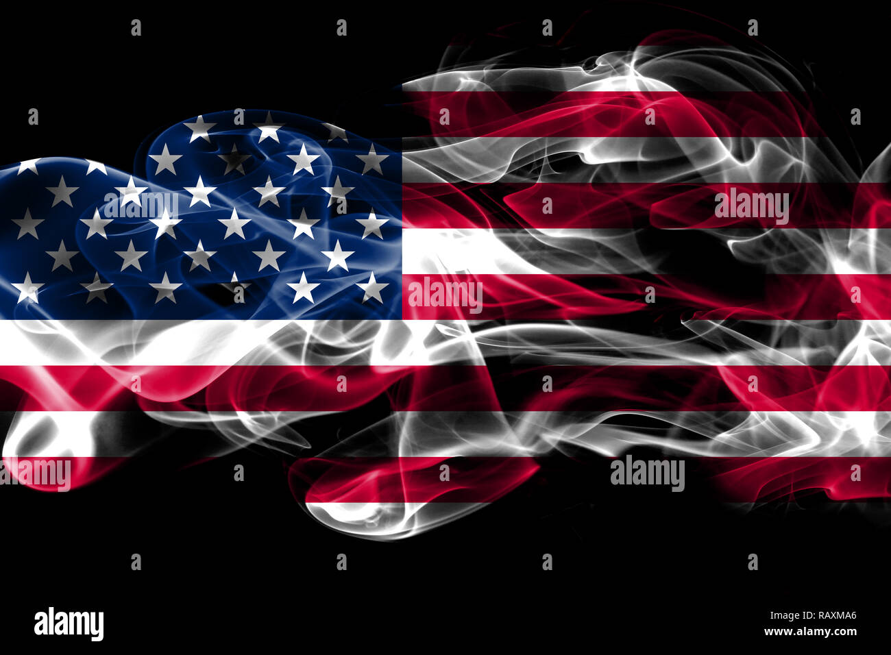 National flag of United States made from colored smoke isolated on ...
