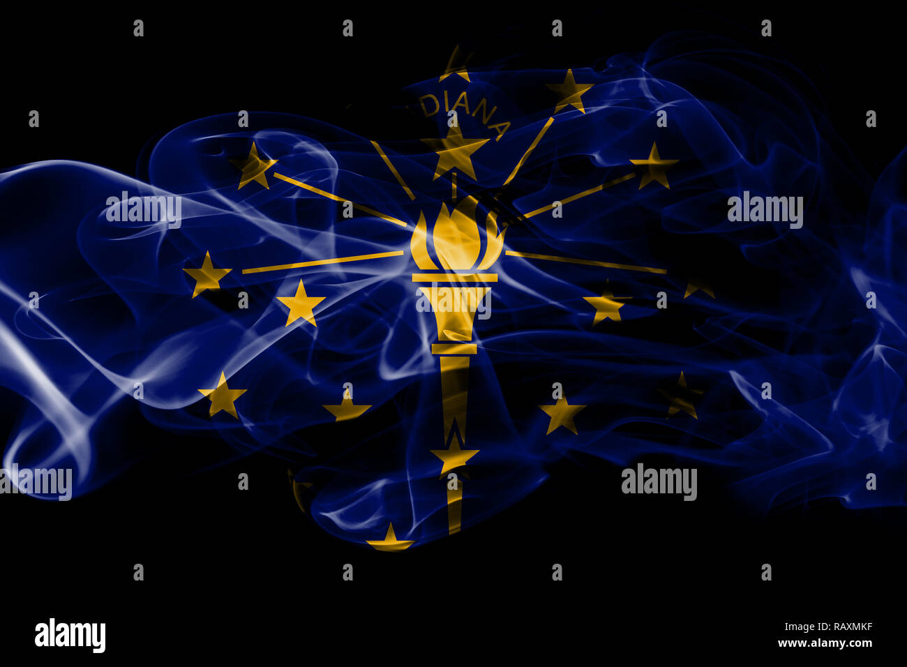 Indiana state smoke flag, United States Of America Stock Photo - Alamy