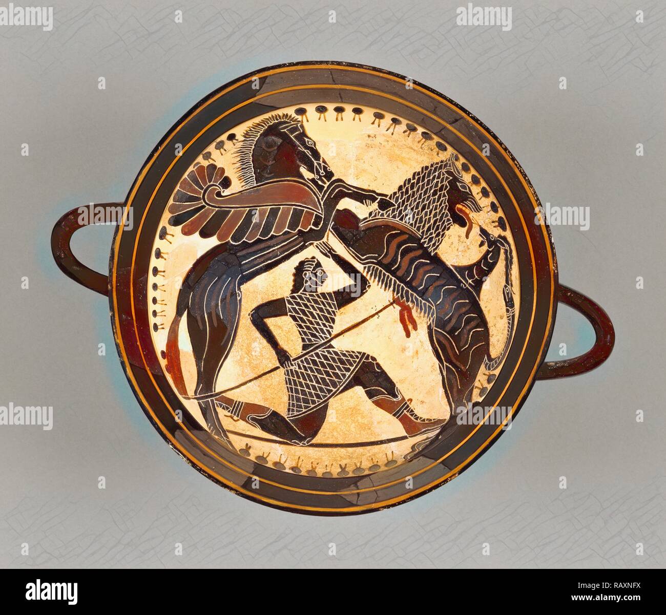 Lakonian Black-Figure Kylix, detached fragments, Attributed to Boreads ...