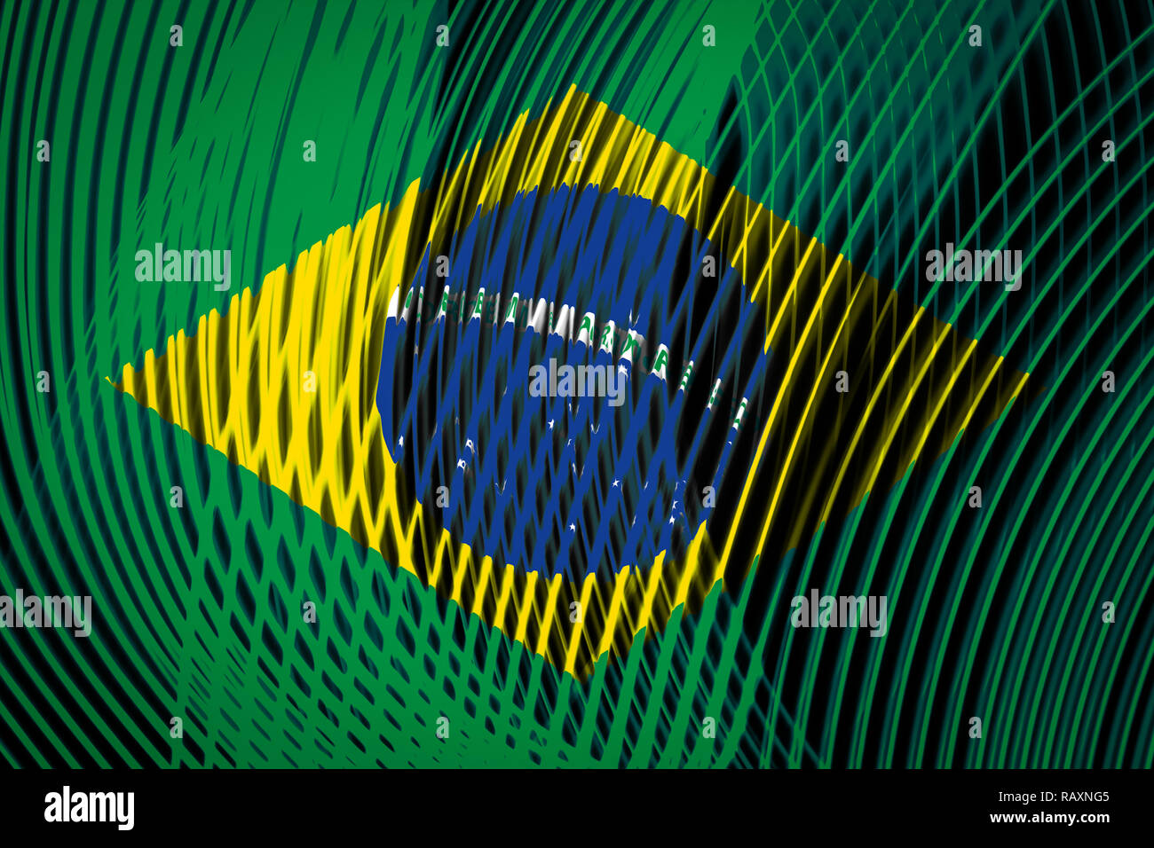 Brazilian national flag on neon geometric stripes background Stock ...