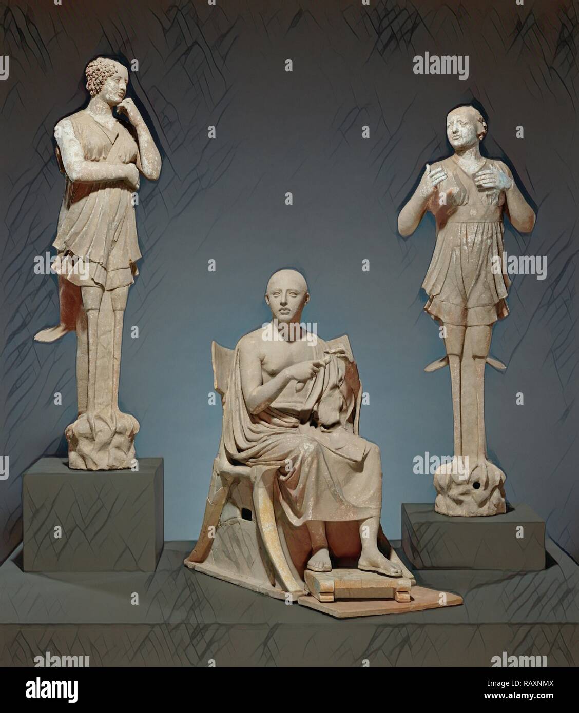 Sculptural Group of a Seated Poet and Sirens (2) with unjoined ...