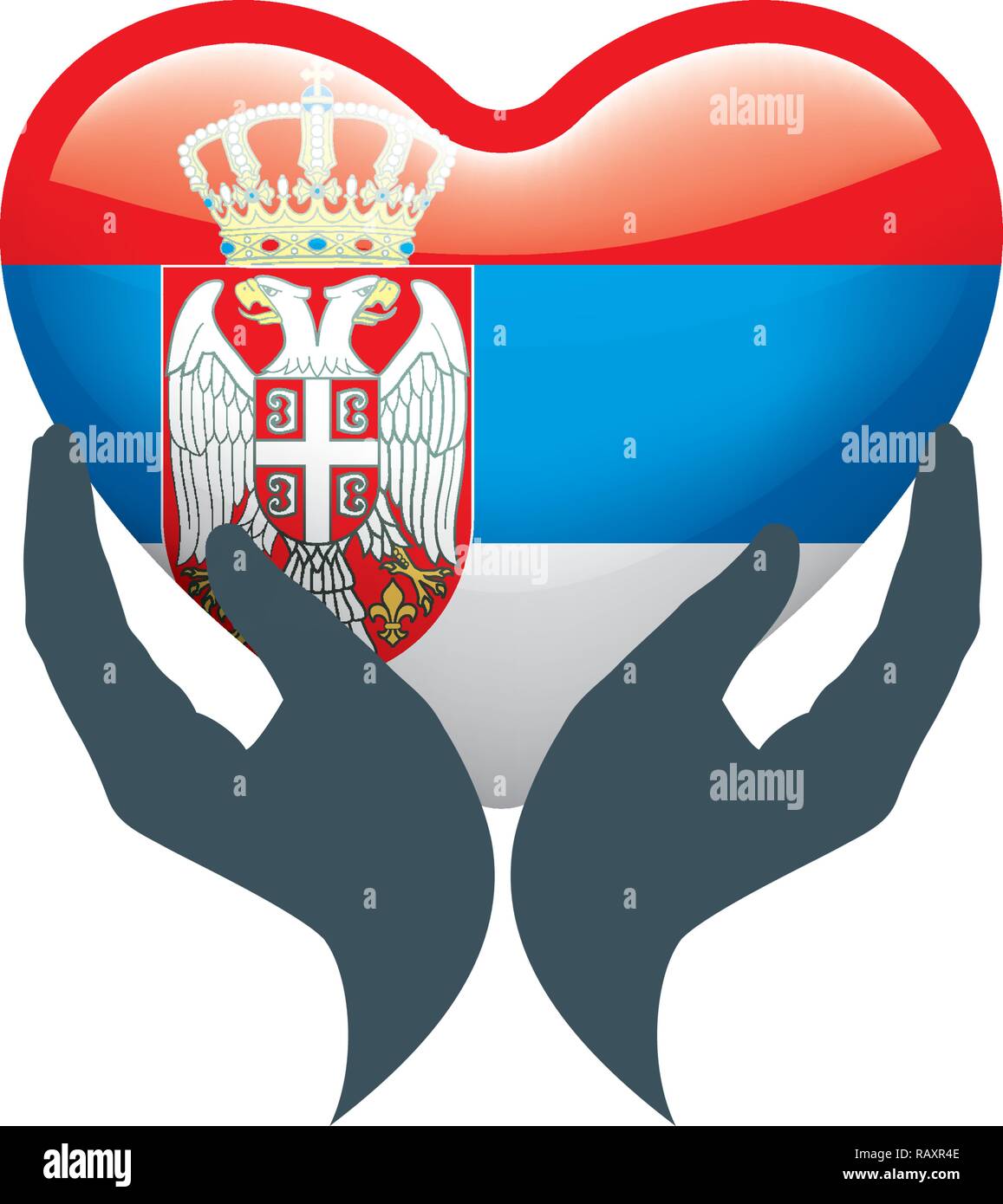 Flag serbia hand heart symbol hi-res stock photography and images - Alamy