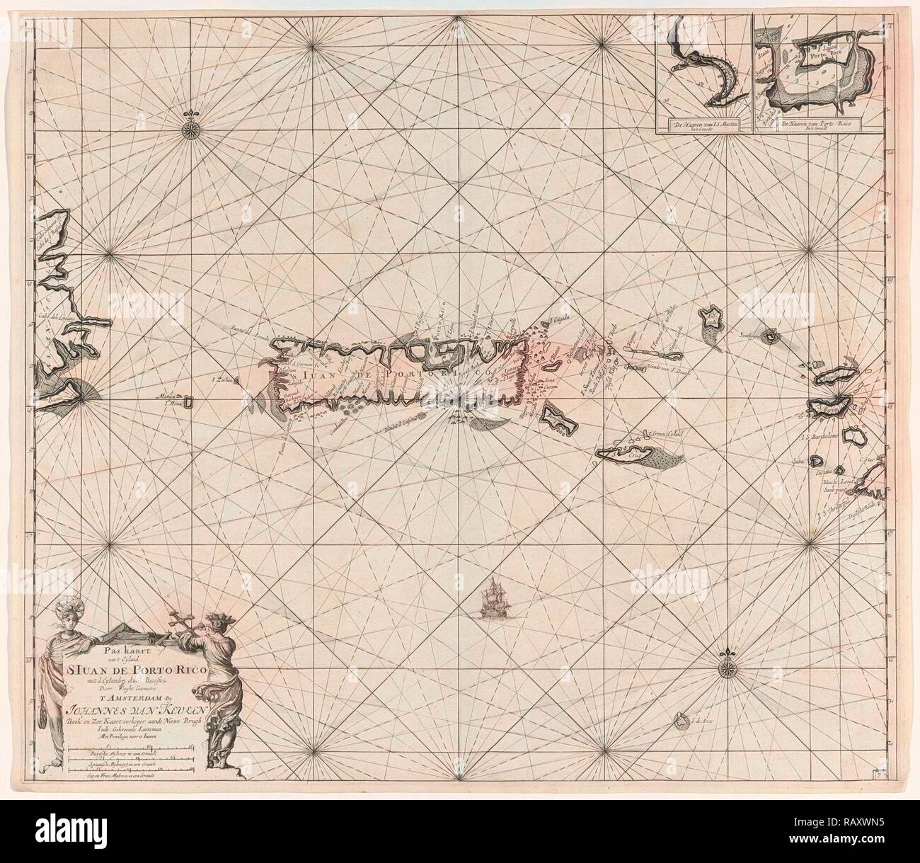 Sea chart of Puerto Rico, Jan Luyken, Claes Jansz Voogt, Johannes van ...