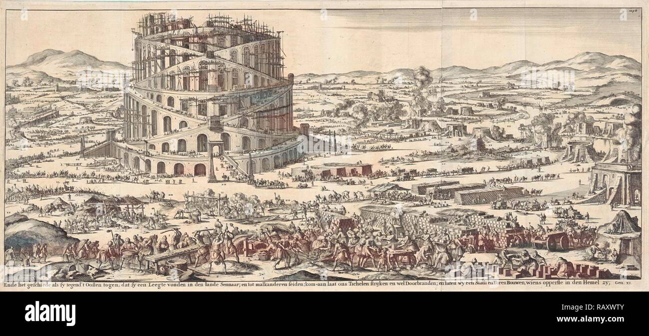 Tower of Babel, print maker: Jan Luyken, Willem Goeree, 1690 ...
