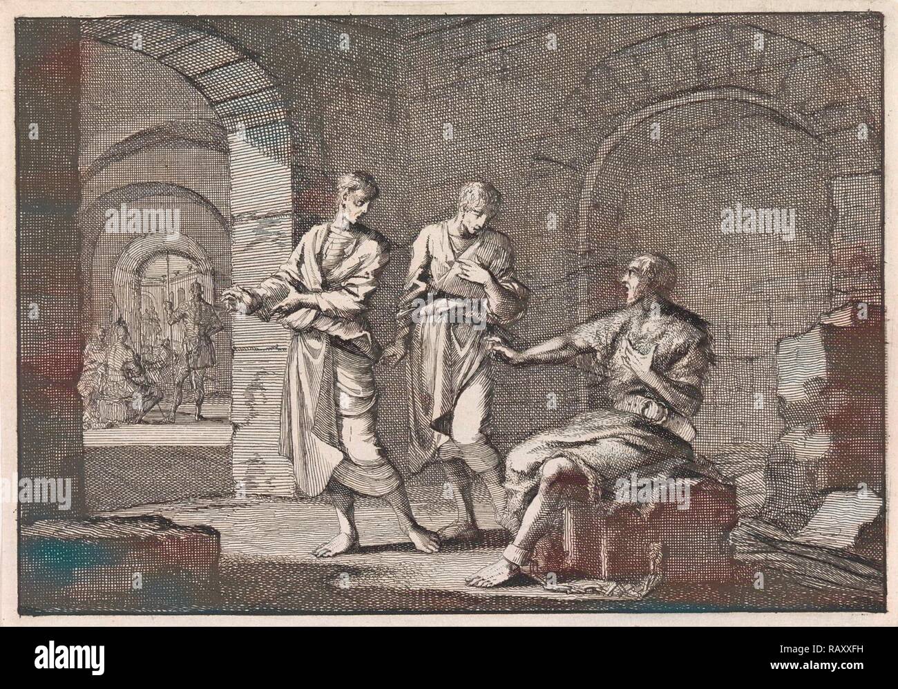John the Baptist in prison, Jan Luyken, Pieter Mortier, 1703 ...