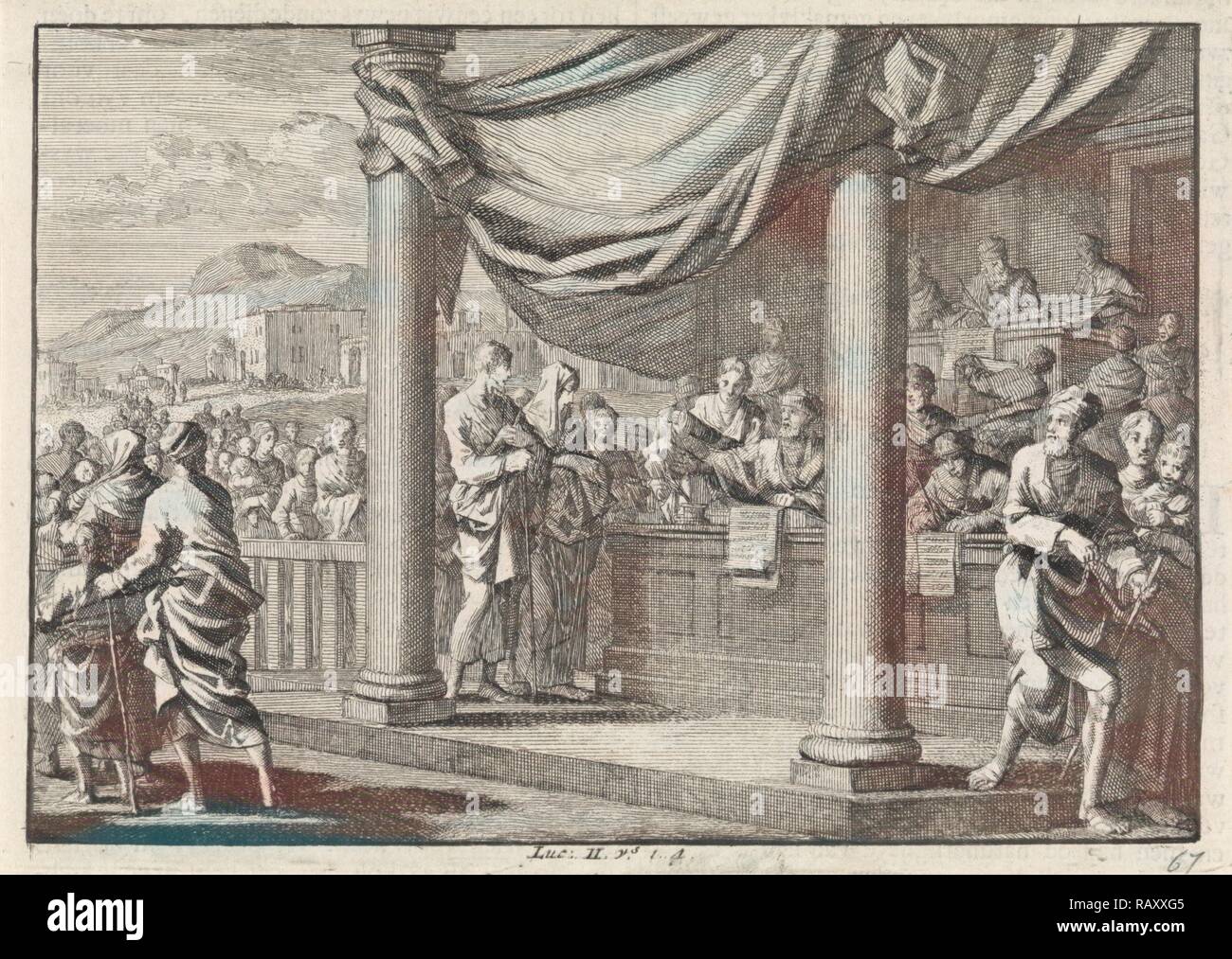 Mary and Joseph at the census in Bethlehem, Jan Luyken, Pieter Mortier ...