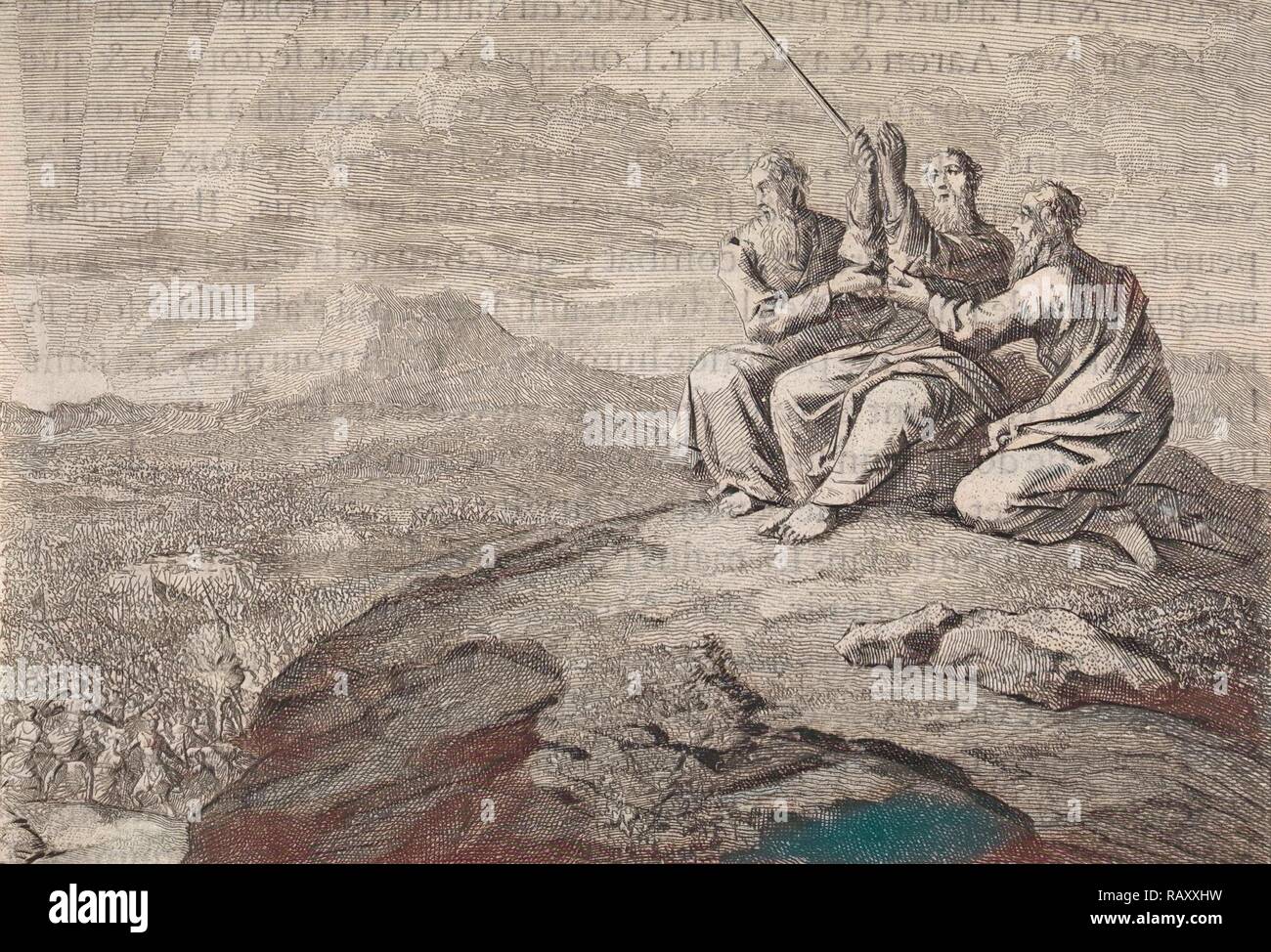 Aaron and Hur strut Moses' hands during the struggle of the people of ...