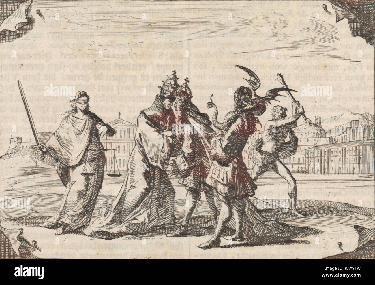 Cartoon about the struggle between Louis XIV and Pope Innocent XI, 1687 ...