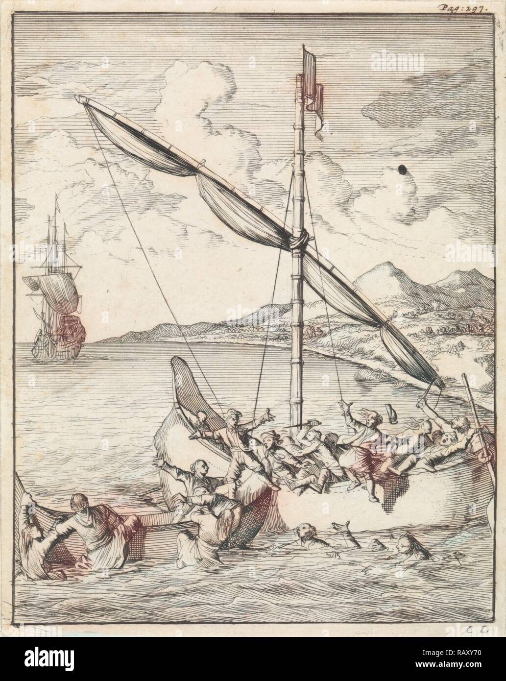 Fight at a Malaysian canoe in the Bay of Siam, Thailand, Caspar Luyken ...