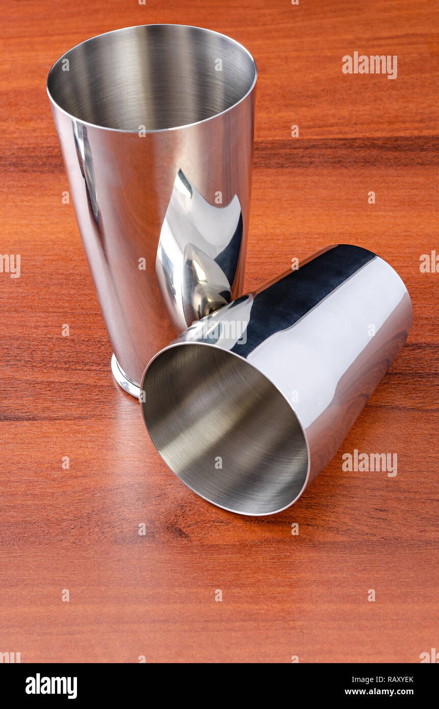 Three cocktail shakers for making summer cocktails at the bar. European ...