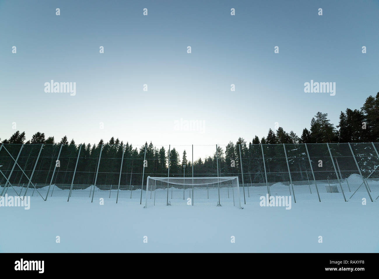 Soccer Goal in Winter with Snow Stock Photo - Alamy