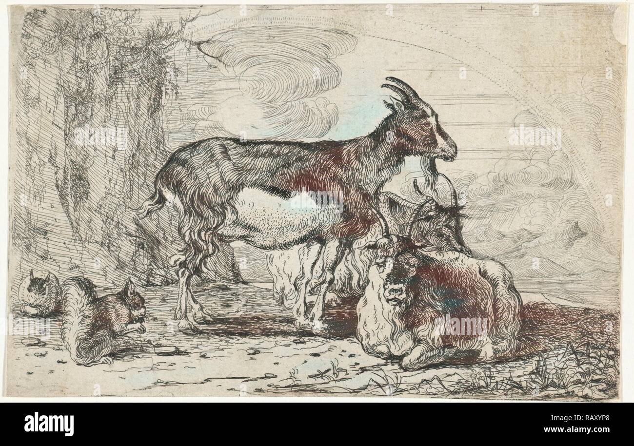 Goats, Jan van den Hecke (I), 1656. Reimagined by Gibon. Classic art ...